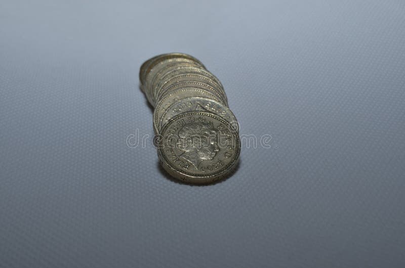 Line of Old Style Pound Coins Editorial Stock Image - Image of coin ...