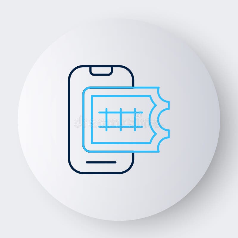 Line Online Ticket Booking and Buying App Interface Icon Isolated on ...