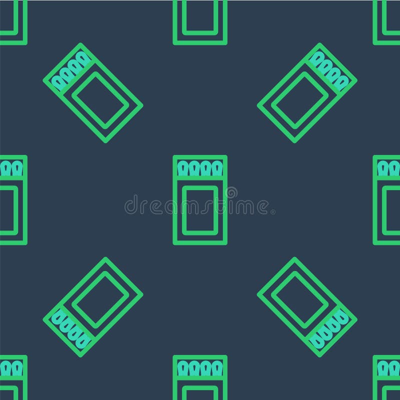 Line Open Matchbox and Matches Icon Isolated Seamless Pattern on Blue ...