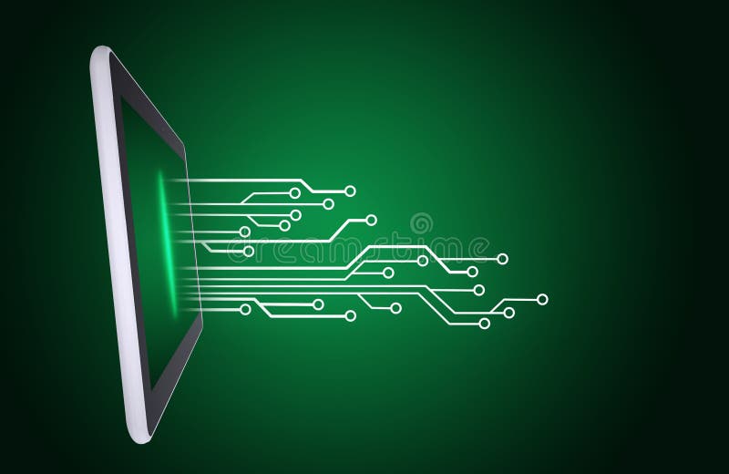 Line out of the tablet PC stock illustration. Illustration of glowing ...
