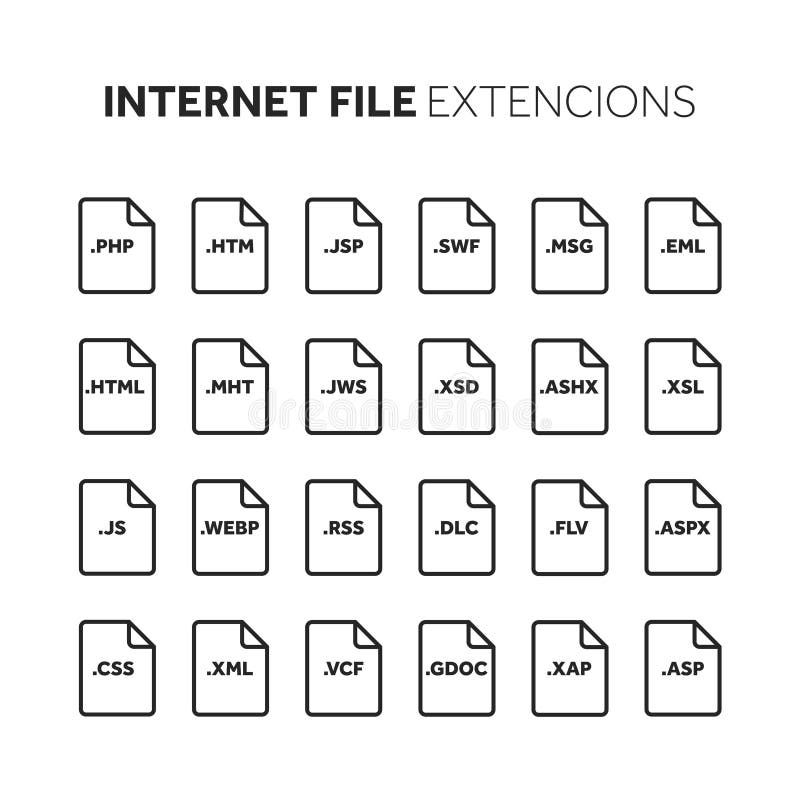 Lineoutline Flat Style Icon Set Source Code Programming File Type