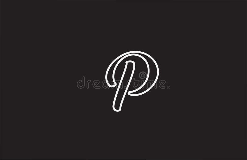 Line P Icon Logo Design with Handwritten Style. Creative Template for ...