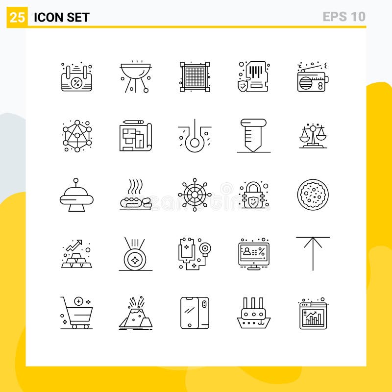 Line Pack of 25 Universal Symbols of Communication, Mobile, Grid ...