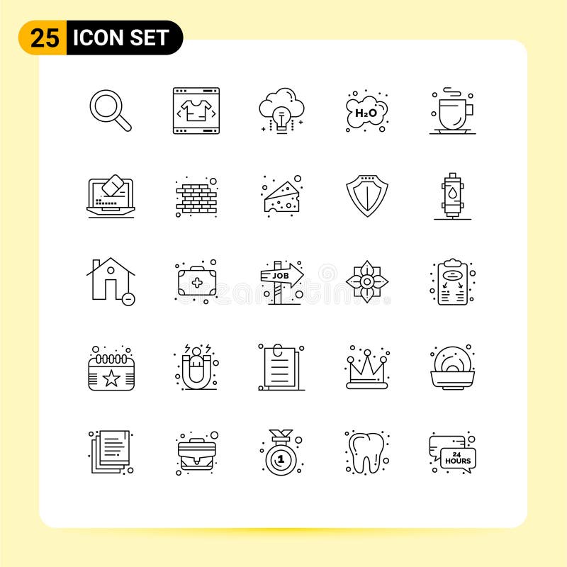 Line Pack of 25 Universal Symbols of Study, Learning, Cloud, Education ...
