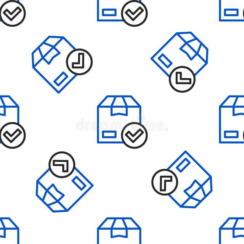 Line Package Box with Check Mark Icon Isolated on White Background ...