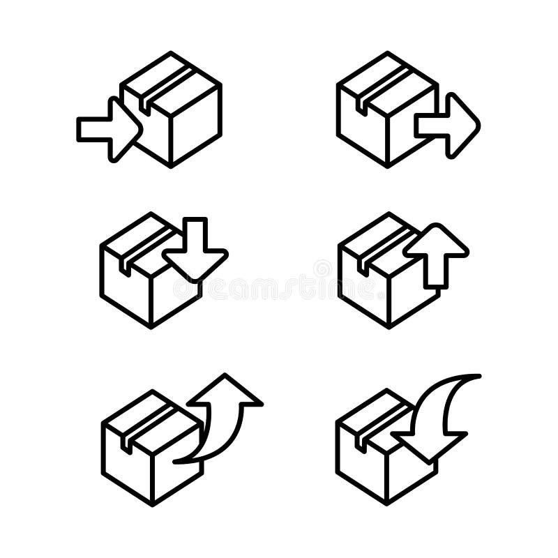 Line Package, Box Icons on White Background Stock Illustration ...