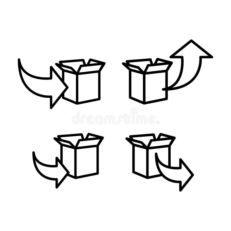 Line Package, Box Icons on White Background Stock Illustration ...