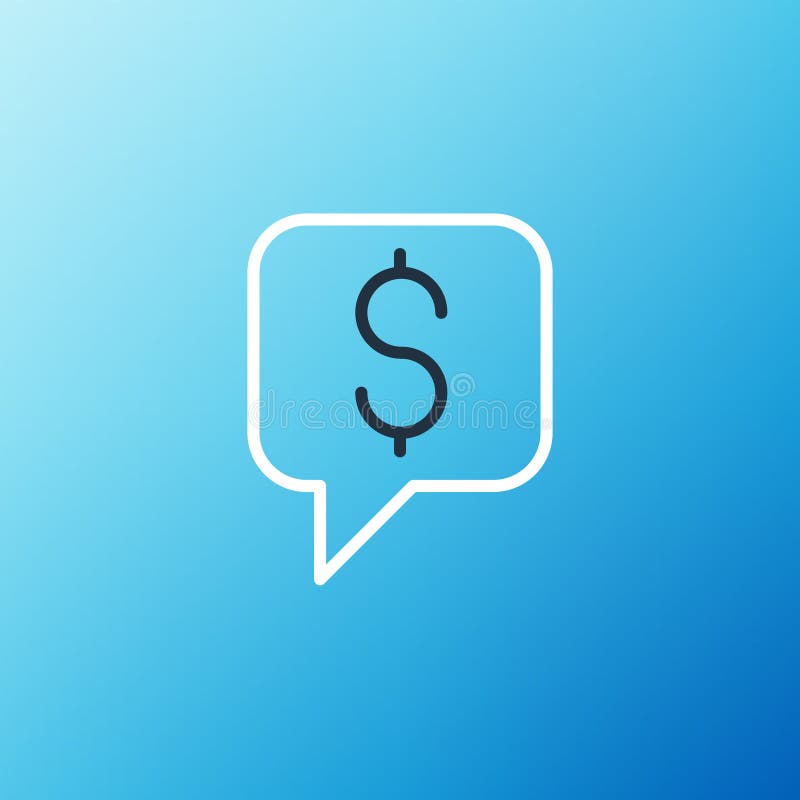 Line Paid Support Icon Isolated on Blue Background.Speech Bubble Chat ...