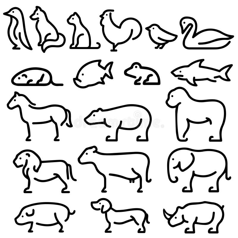 Line Pak a Schematic Depiction of Various Animals Stock Vector ... Line Pak a Schematic Depiction of Various Animals Stock Vector ...