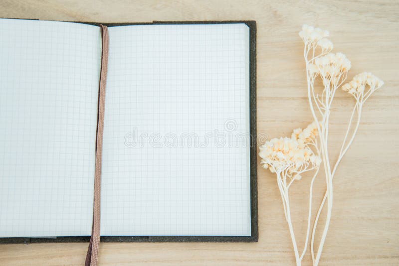 Notebook on Wood Background Stock Image - Image of blank, material ...