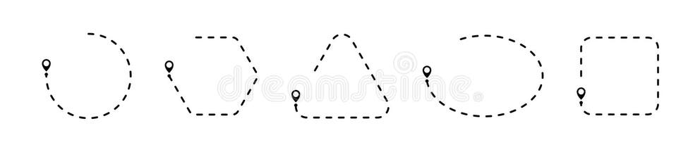 Line Path. Dotted Path. Line Routes Set. Linear Route. Dotted Pathway ...