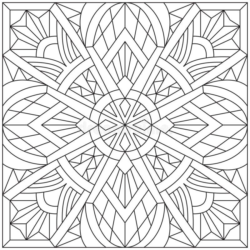 Line Pattern Design. Black and White Vector Illustrations. Coloring ...