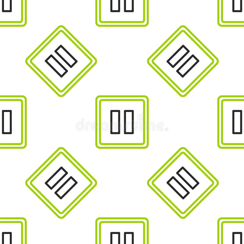 Line Pause Button Icon Isolated Seamless Pattern on White Background ...