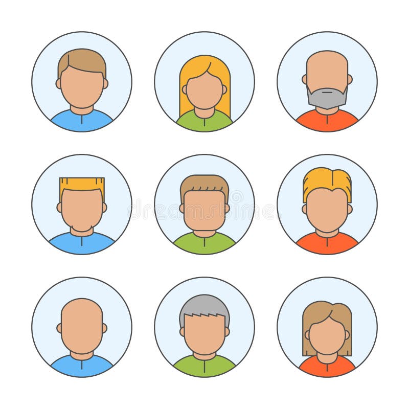 Line People Avatars for Profile and Web Stock Illustration ...