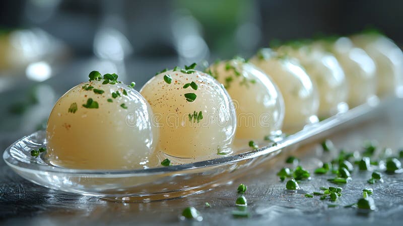 Translucent Onion Spheres with Fresh Herbs Stock Illustration ...
