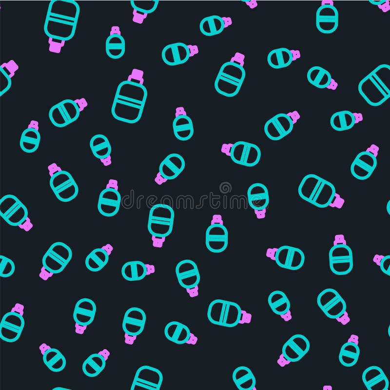 Line Perfume Icon Isolated Seamless Pattern on Black Background. Vector ...