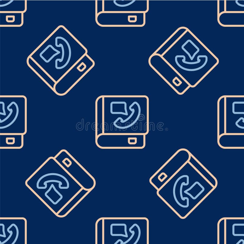 Line Phone Book Icon Isolated Seamless Pattern on Blue Background ...
