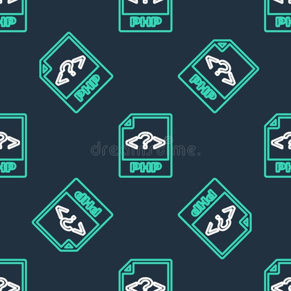 Line PHP File Document. Download Php Button Icon Isolated Seamless ...