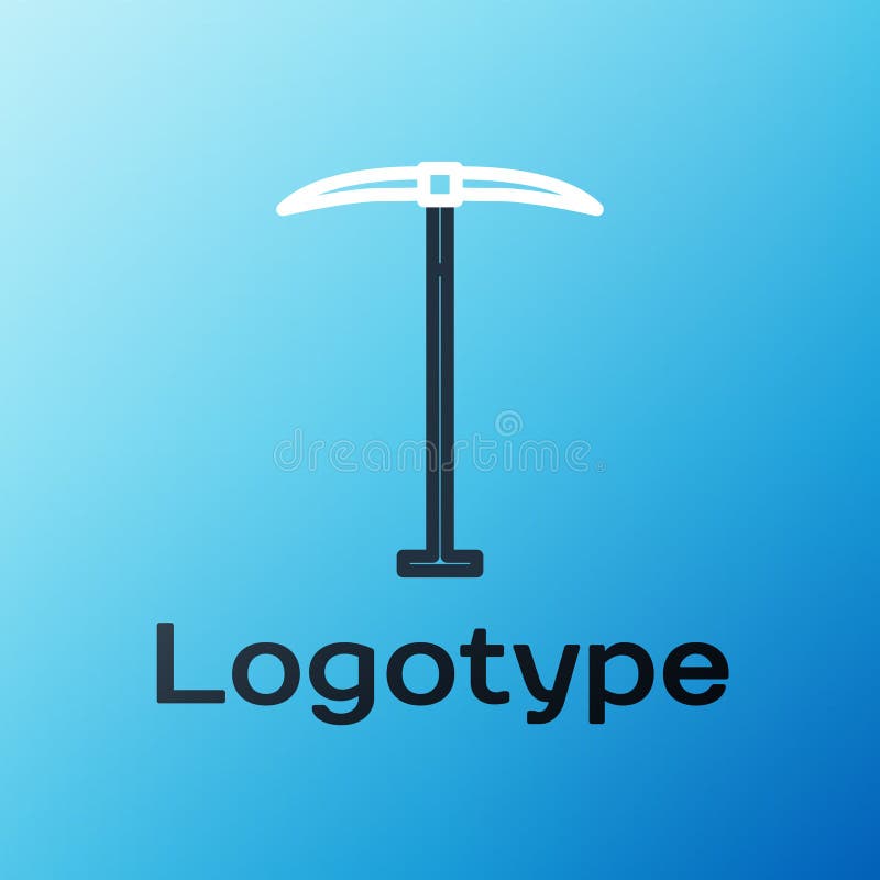 Line Pickaxe Icon Isolated on Blue Background. Colorful Outline Concept ...