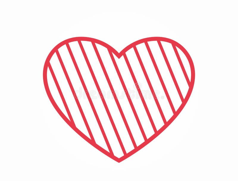 Line Pink Heart with Diagonal Stripes. Love, Romantic and Valentines ...