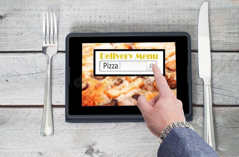 On-line Pizza Ordering and Delivery Concept Stock Photo - Image of ...