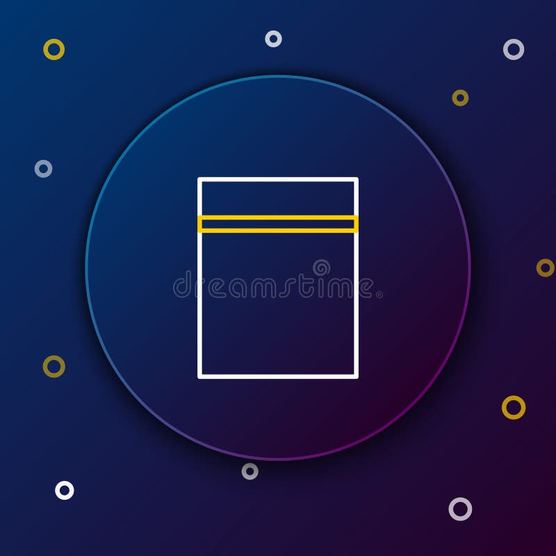 Line Plastic Bag with Ziplock Icon Isolated on Blue Background ...