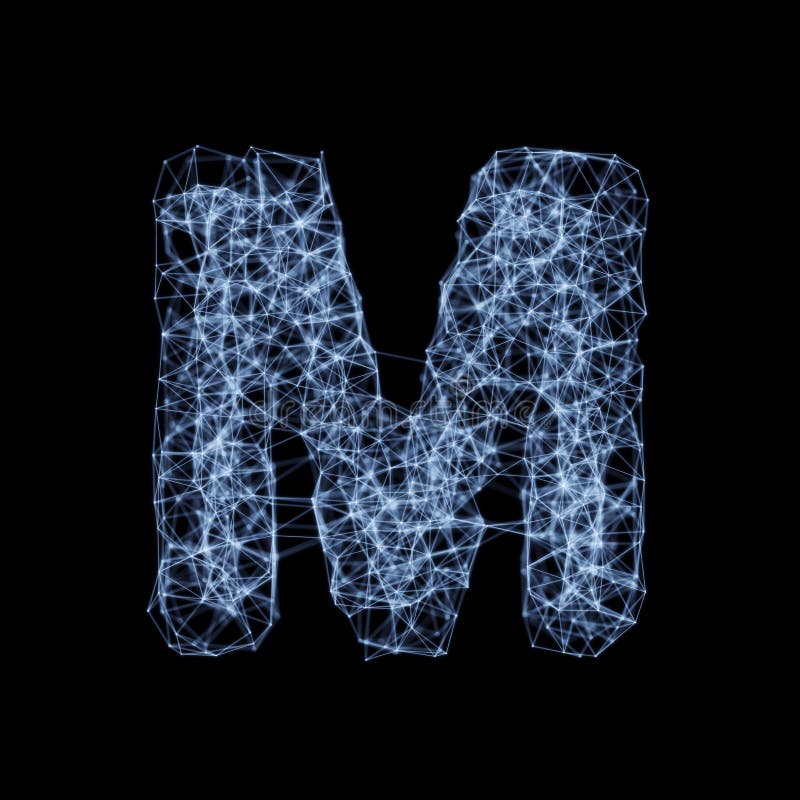 Line and Point Glowing Light Alphabet Character M Font Stock ...