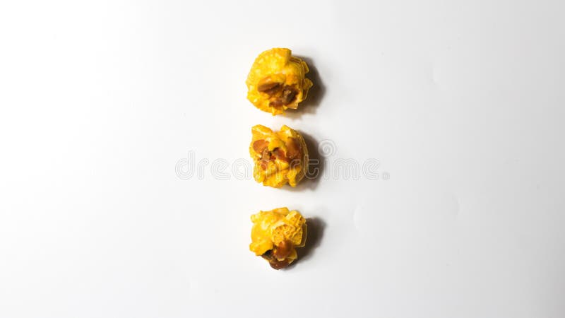 The Line of Popcorn on the Wthite Background Stock Photo - Image of ...
