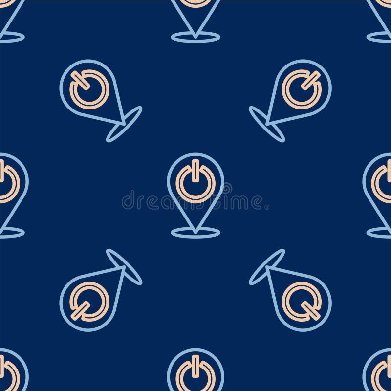 Line Power Button Icon Isolated Seamless Pattern on Blue Background ...