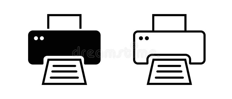 Line Printer Vector Icons Set. Printing Documents Icon Stock Vector ...