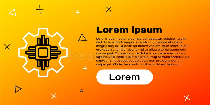 Line Processor Icon Isolated on Yellow Background. CPU, Central ... Line Processor Icon Isolated on Yellow Background. CPU, Central ...