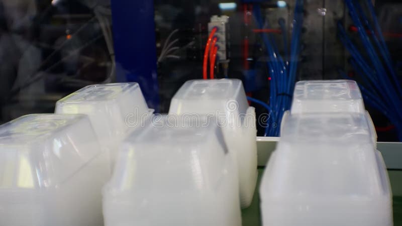 Line Production of Plastic Disposable Containers. Stock Video - Video ...