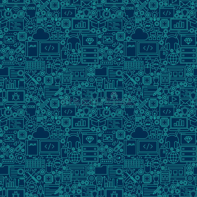 Line Programming Dark Seamless Pattern Stock Vector Illustration Of