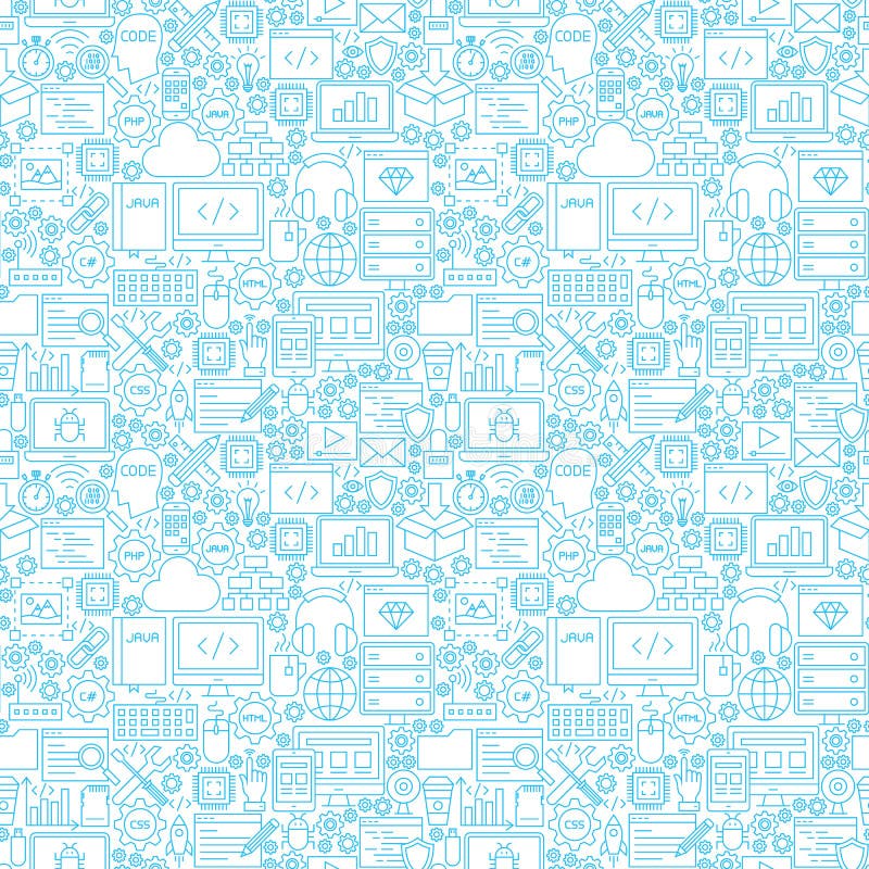 Line Programming Dark Seamless Pattern Stock Vector Illustration Of