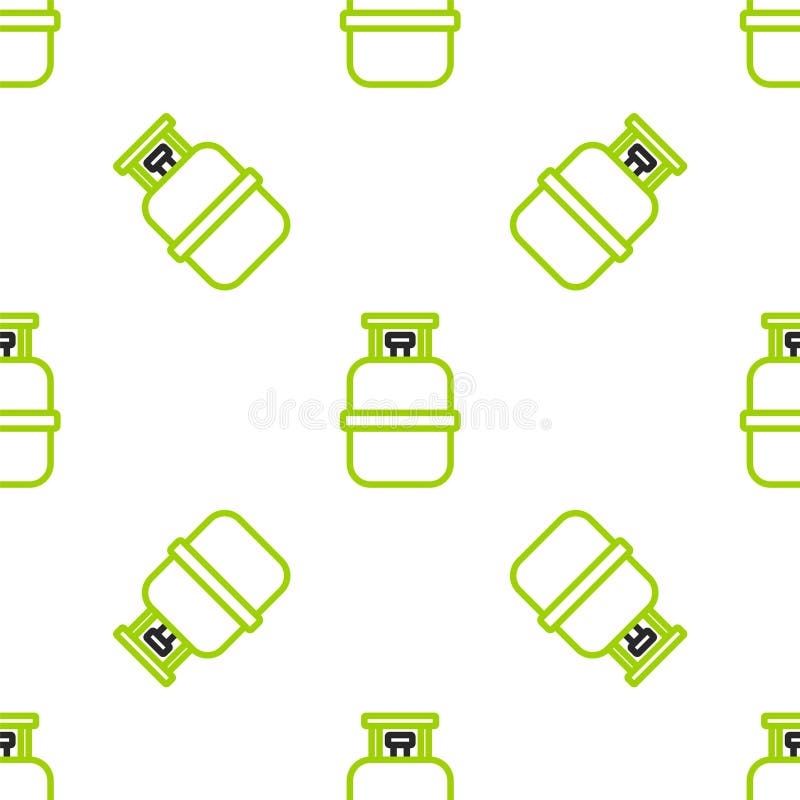 Line Propane Gas Tank Icon Isolated Seamless Pattern on White ...
