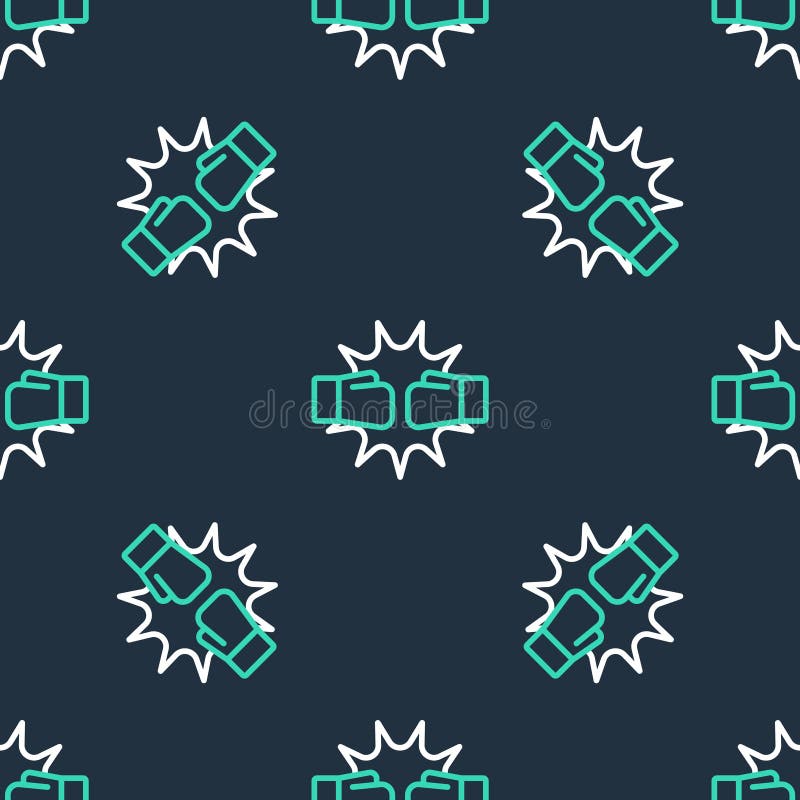 Line Punch in Boxing Gloves Icon Isolated Seamless Pattern on Black ...