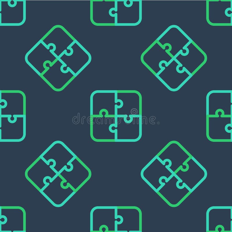 Line Puzzle Pieces Toy Icon Isolated Seamless Pattern on Blue ...
