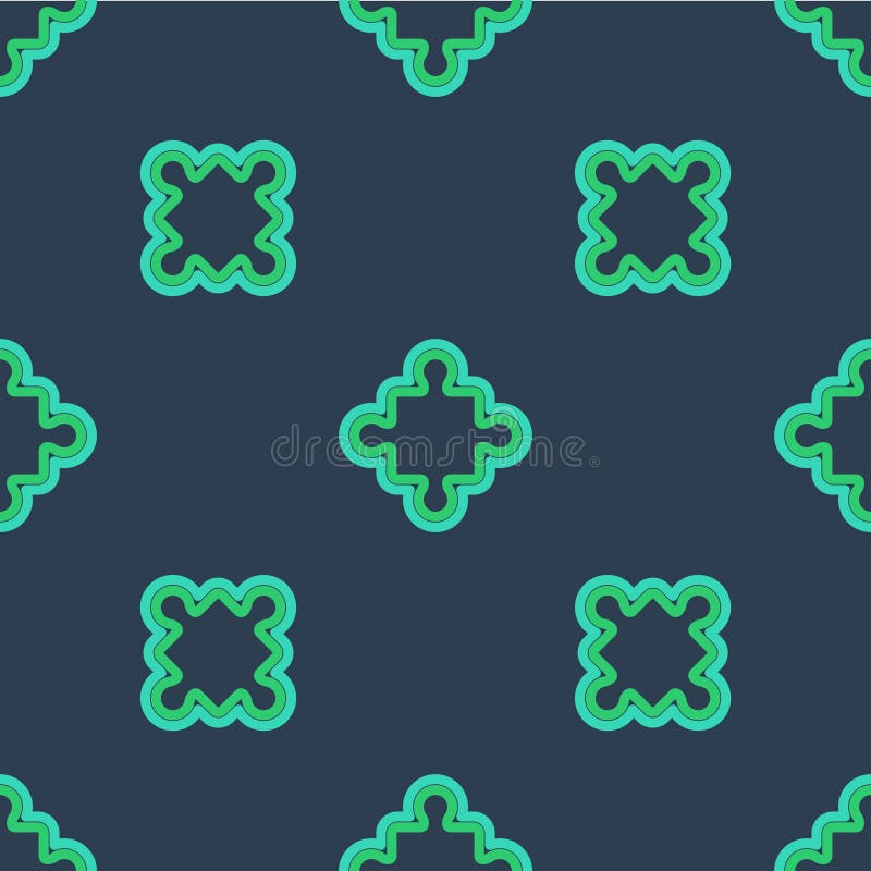 Line Puzzle Pieces Toy Icon Isolated Seamless Pattern on Blue ...