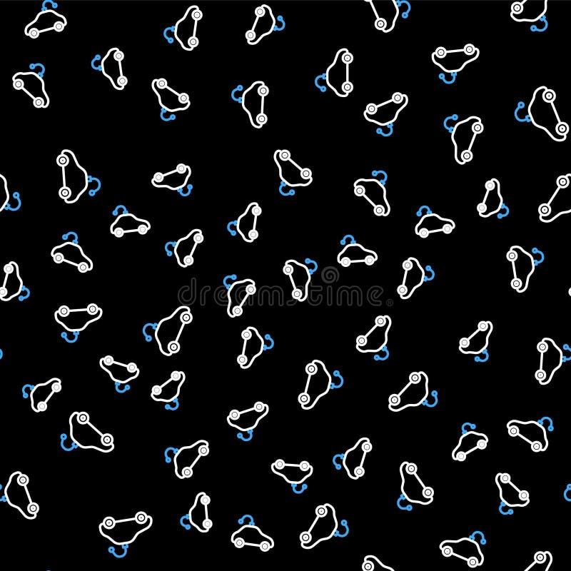 Line Radio Controlled Car Toy Icon Isolated Seamless Pattern on Black ...