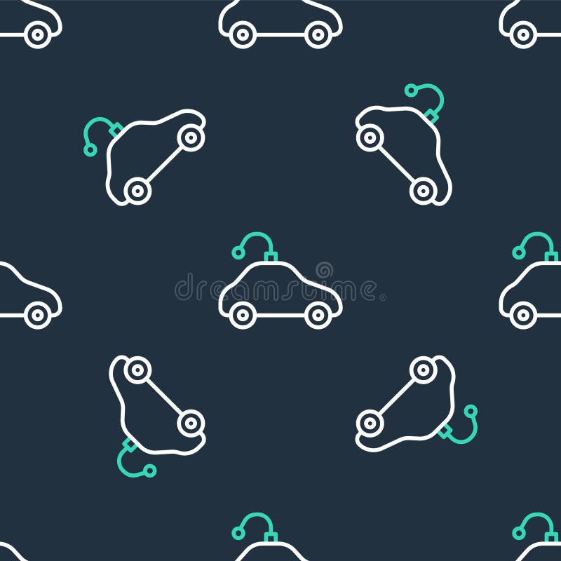 Line Radio Controlled Car Toy Icon Isolated Seamless Pattern on Black ...