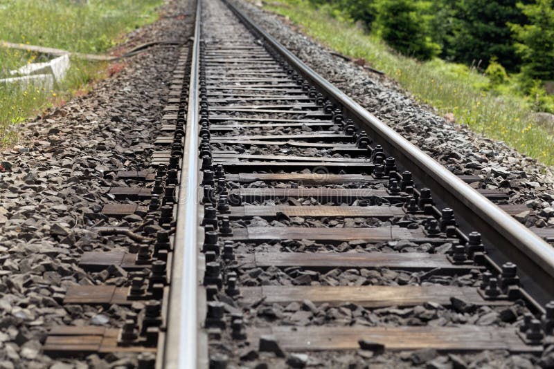 Line of rails stock image. Image of material, brown, change - 95711397