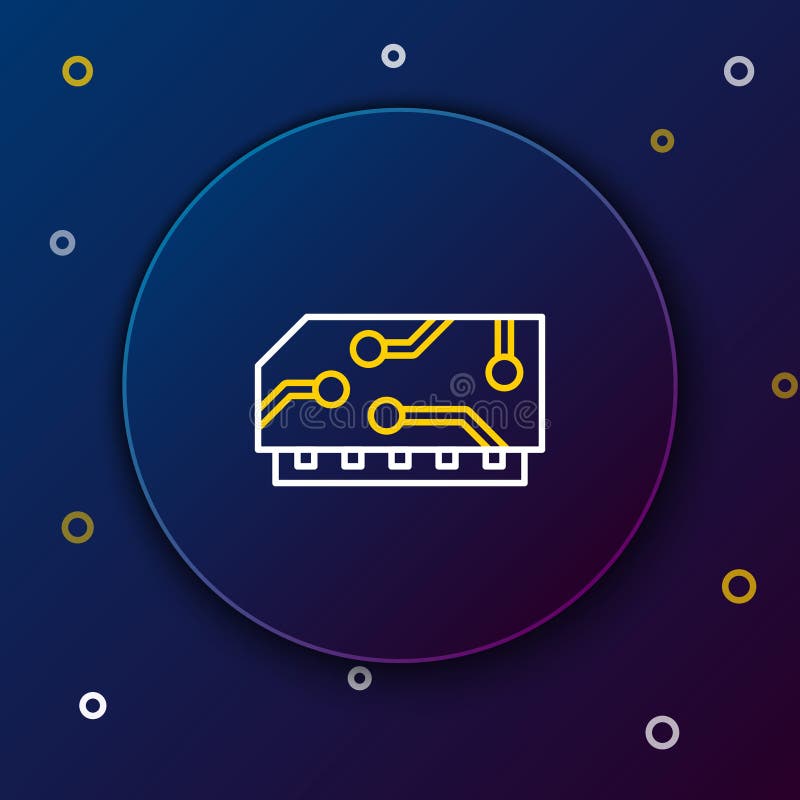 Line RAM, Random Access Memory Icon Isolated on Blue Background ...