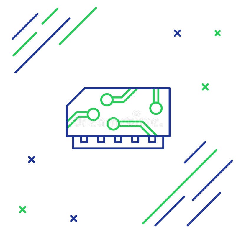 Line Ram Random Access Memory Icon Isolated On White Background Colorful Outline Concept