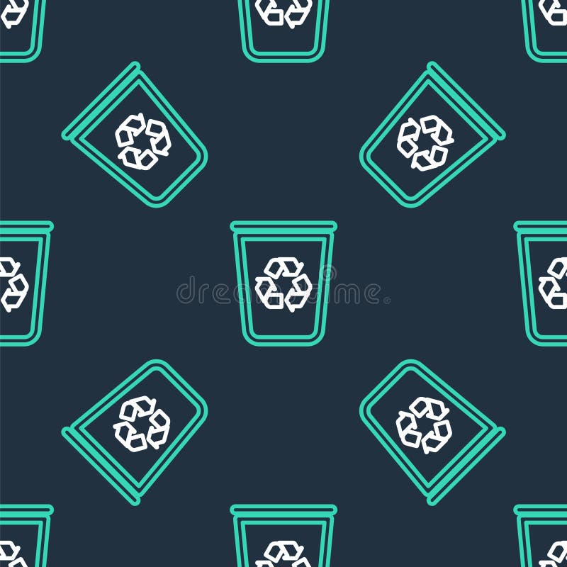 Line Recycle Bin with Recycle Symbol Icon Isolated Seamless Pattern on ...