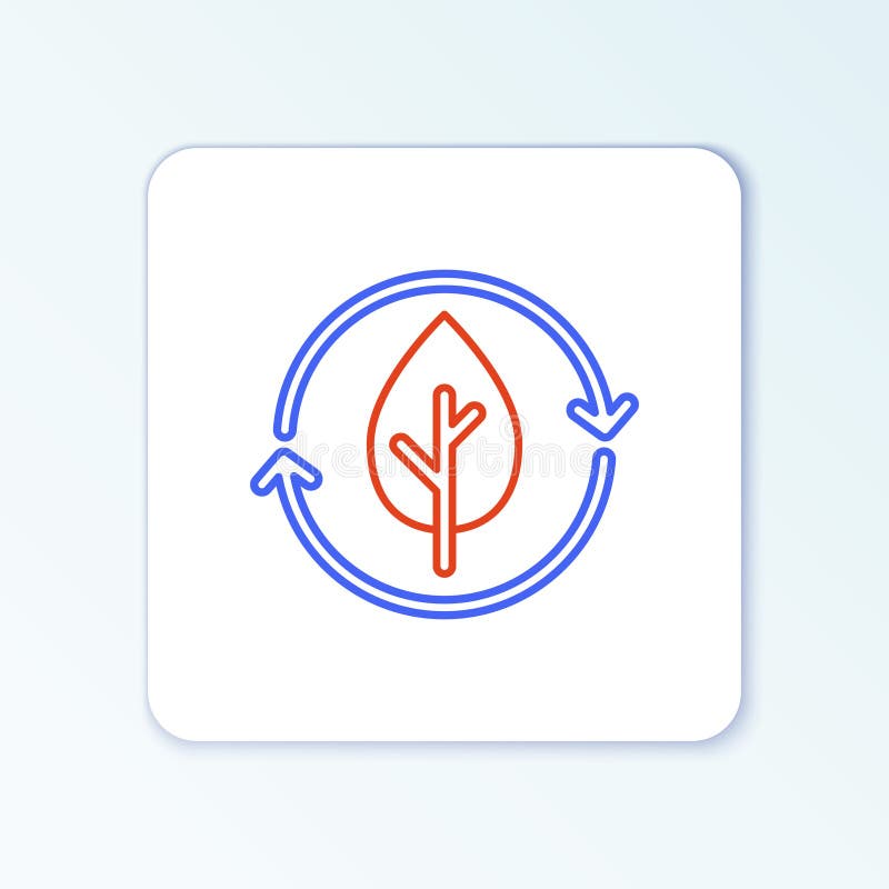 Line Recycle Symbol and Leaf Icon Isolated on White Background ... Line Recycle Symbol and Leaf Icon Isolated on White Background ...