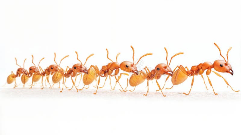 Line of Red Ants Walking in a Straight Line Stock Illustration ...