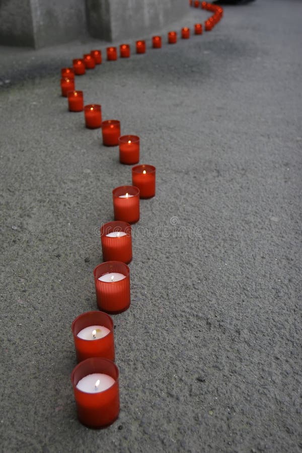 Line of red candles stock photo. Image of harmony, funeral - 10992816