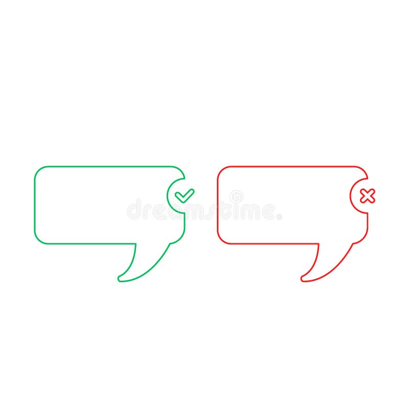 Line Red and Green Bubble Icon. Positive and Negative Check Marks ...