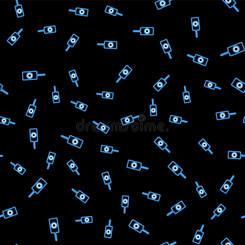 Line Remote Control Icon Isolated Seamless Pattern on Black Background ...
