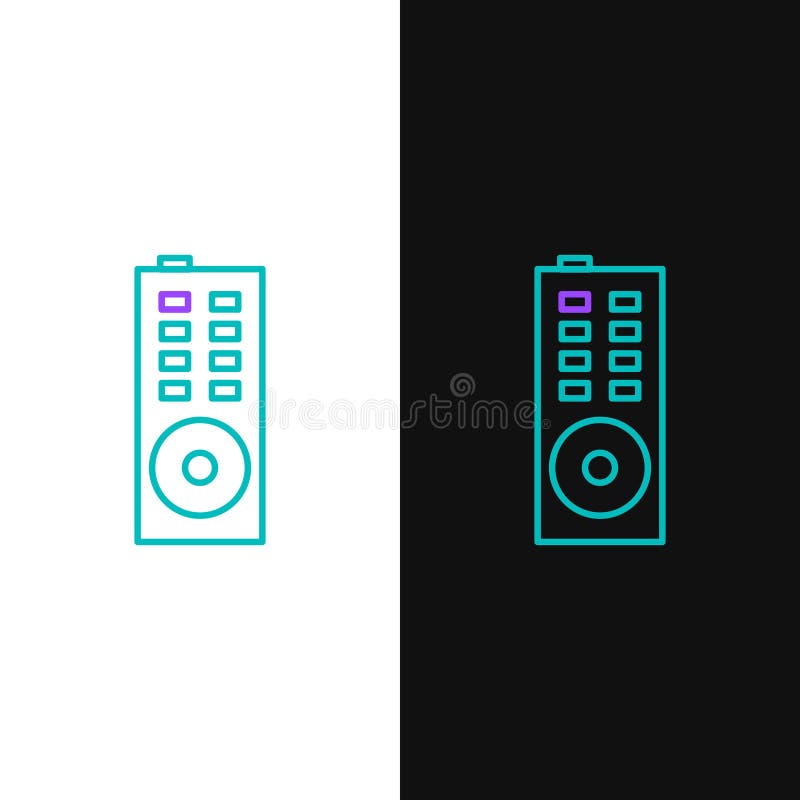 Line Remote Control Icon Isolated on White and Black Background ...